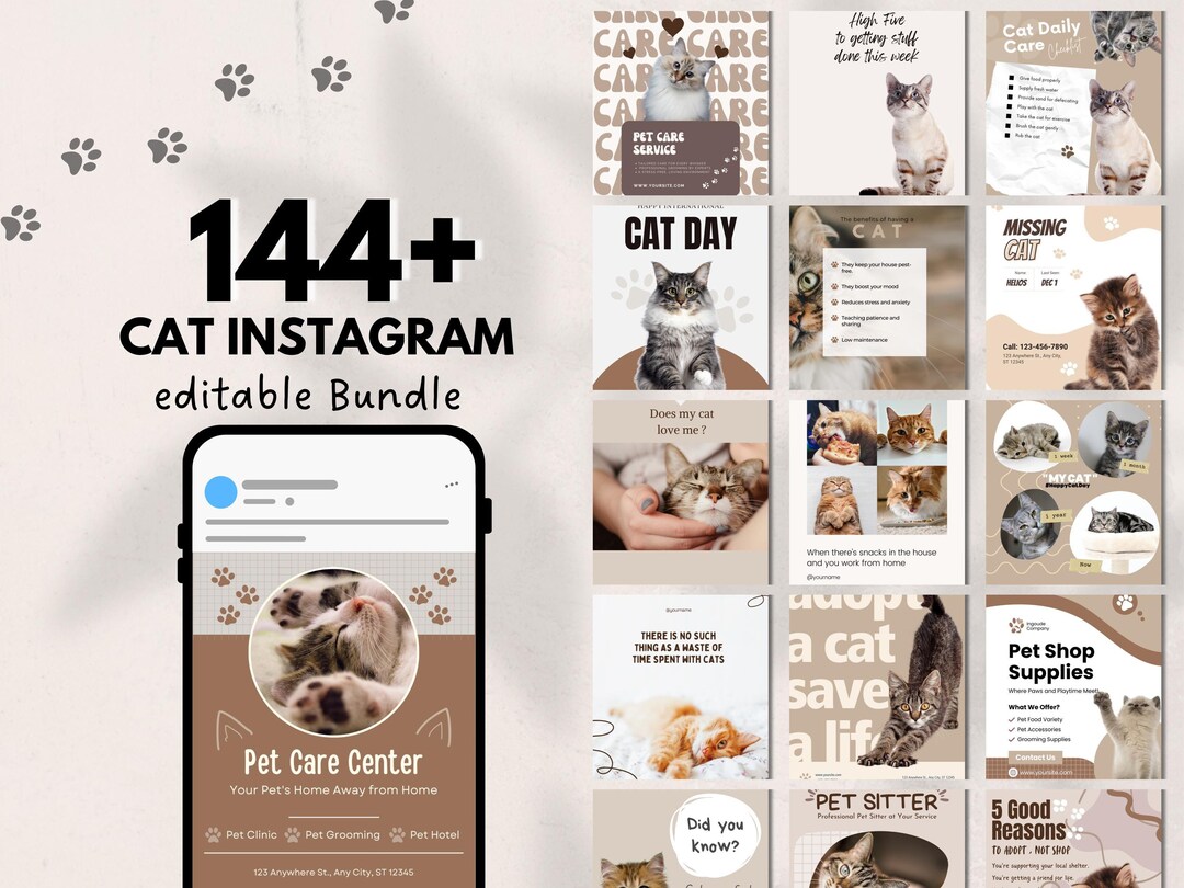 144 Cat Instagram Templates – Cute and Editable Canva Posts,stories ...