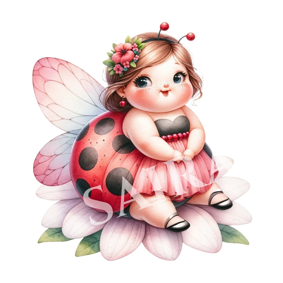 Cute Curvy Ladybug Fairy Clipart - 4 High Quality Pngs, Digital ...