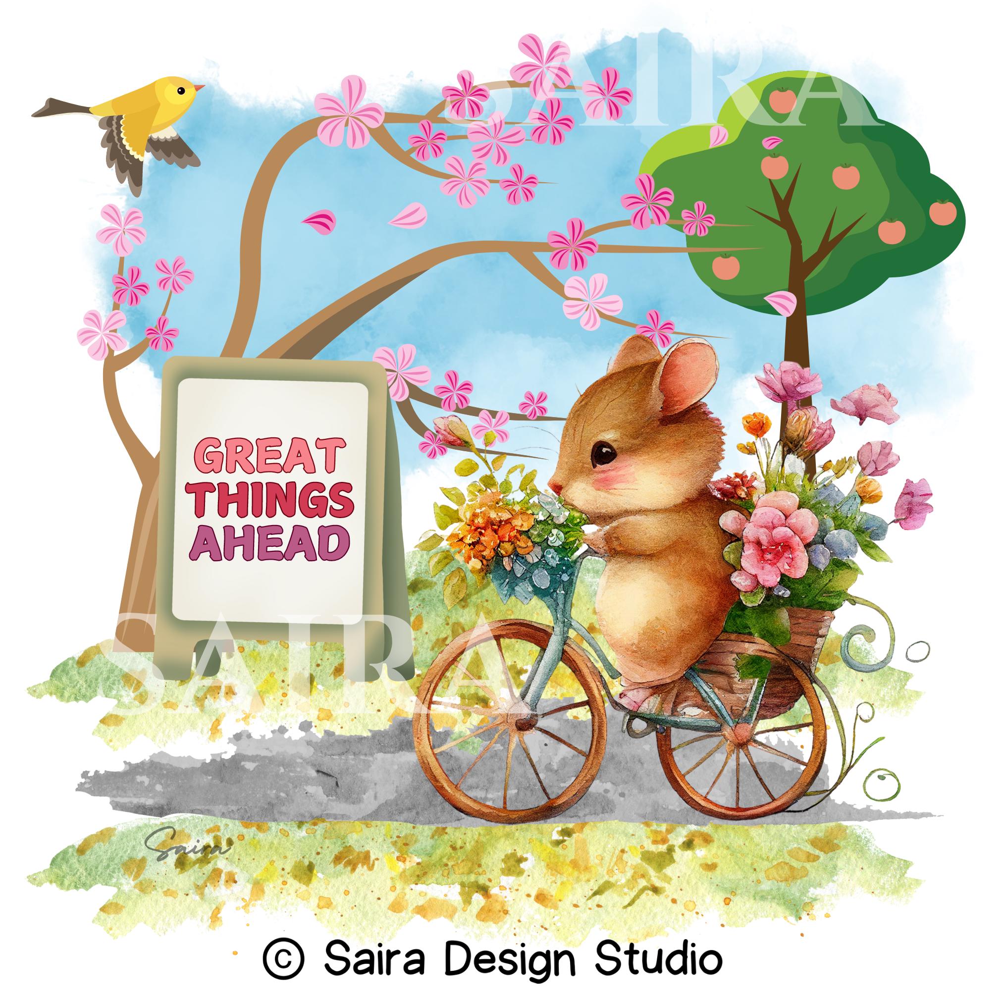 Cute Mouse on Bicycle Inspiration PNG, Transparent PNG, Card Making ...