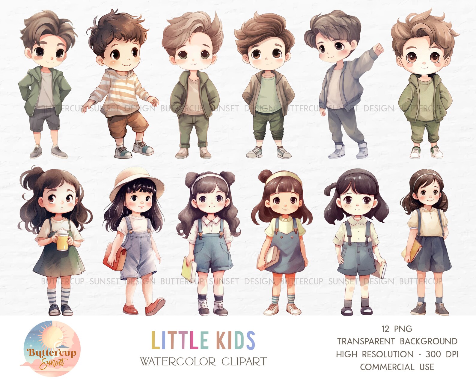 School Kids Clipart: Boys & Girls Children Back to School Little Kid ...