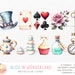 18 Alice Tea Party Watercolor Clipart PNG Digital Download Cute Alice ...