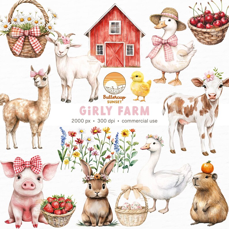 Girl Farm Animals Clipart: Barnyard Petting Zoo Calling All Party ...