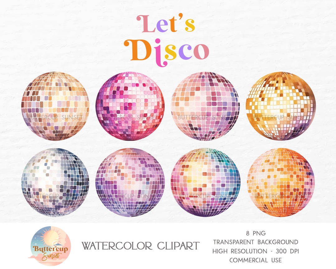 Disco Balls Clipart: Groovy Disco Retro Dance Party Space Cowgirl ...