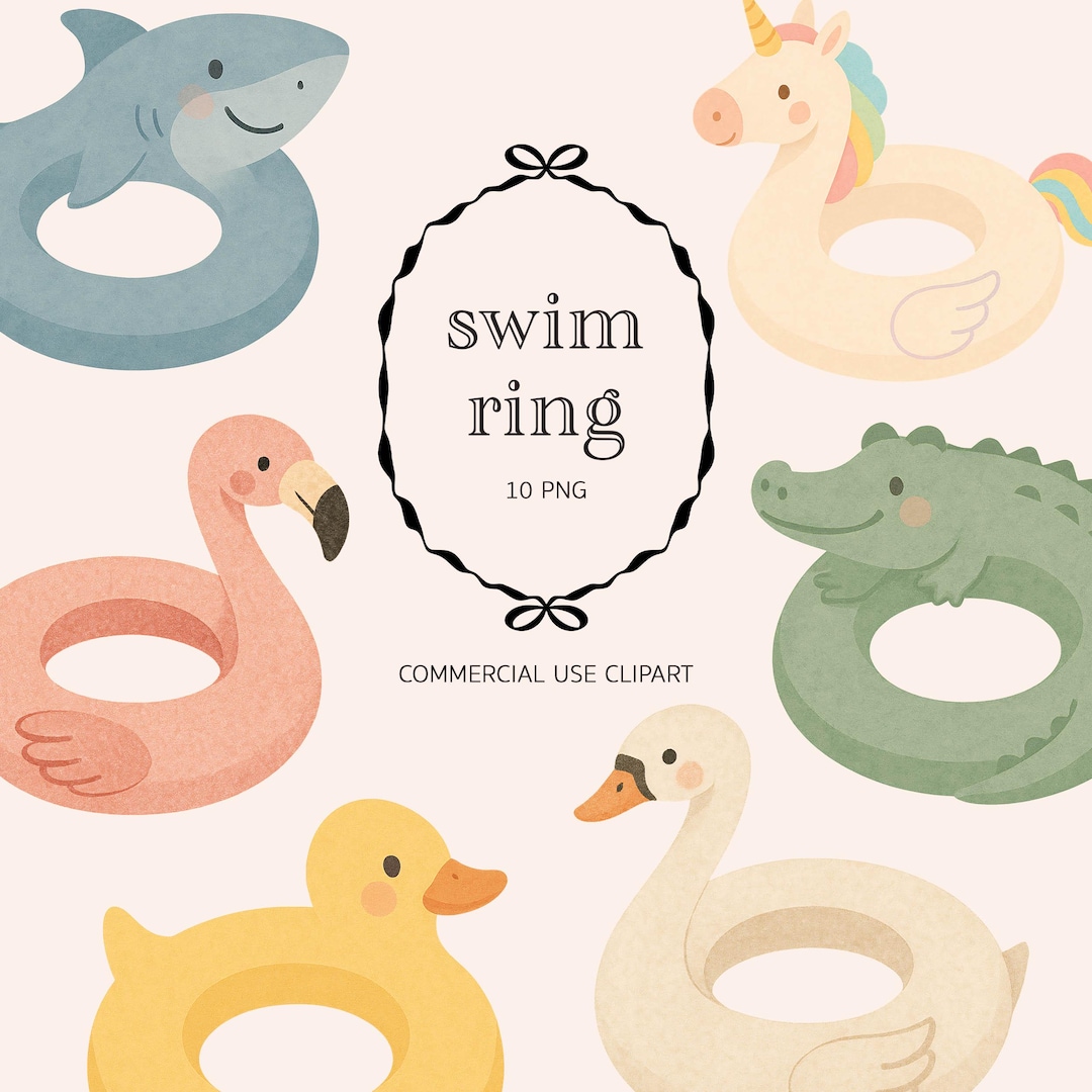 NEW 2025: Swim Ring Watercolor PNG Digital Download | Pool Floaties ...