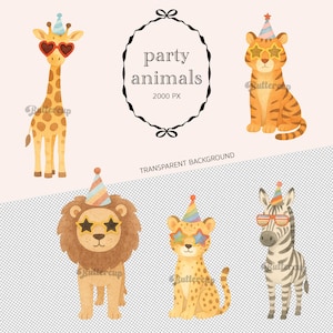 Safari Wild Animals Clipart: Wildlife Jungle Calling All Party Animals ...