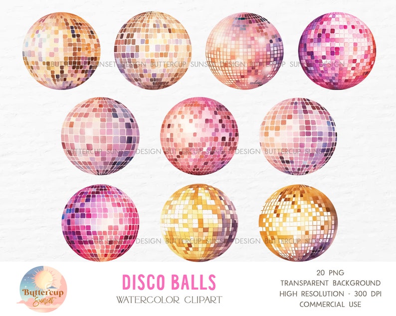 Disco Balls Clipart: Groovy Disco Retro Dance Party Space Cowgirl ...