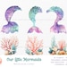 30 Little Mermaids Watercolor Clipart PNG Digital Download Mermaid ...