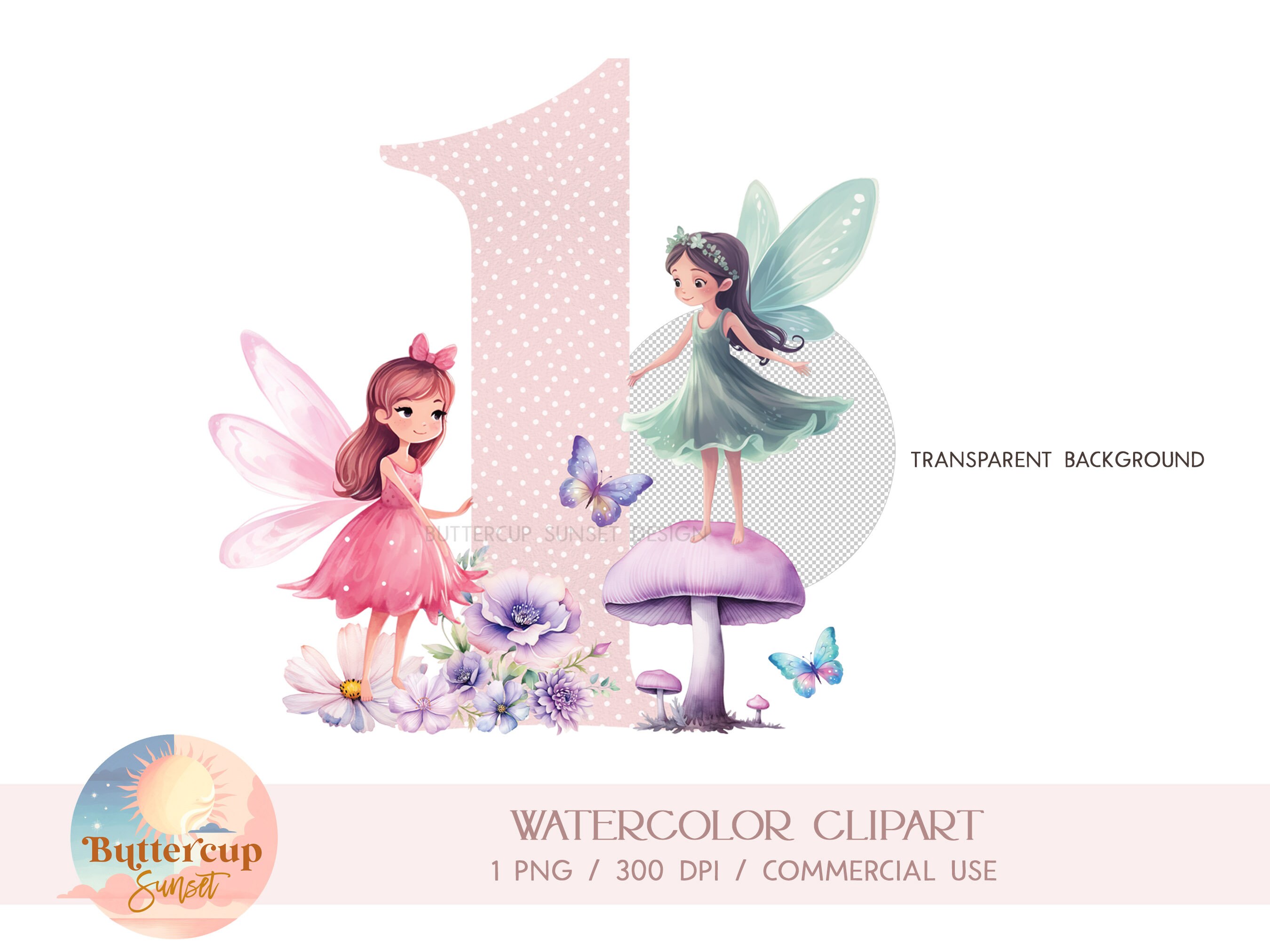 Fairy One Watercolor Clipart PNG Digital Download Fairy - Etsy
