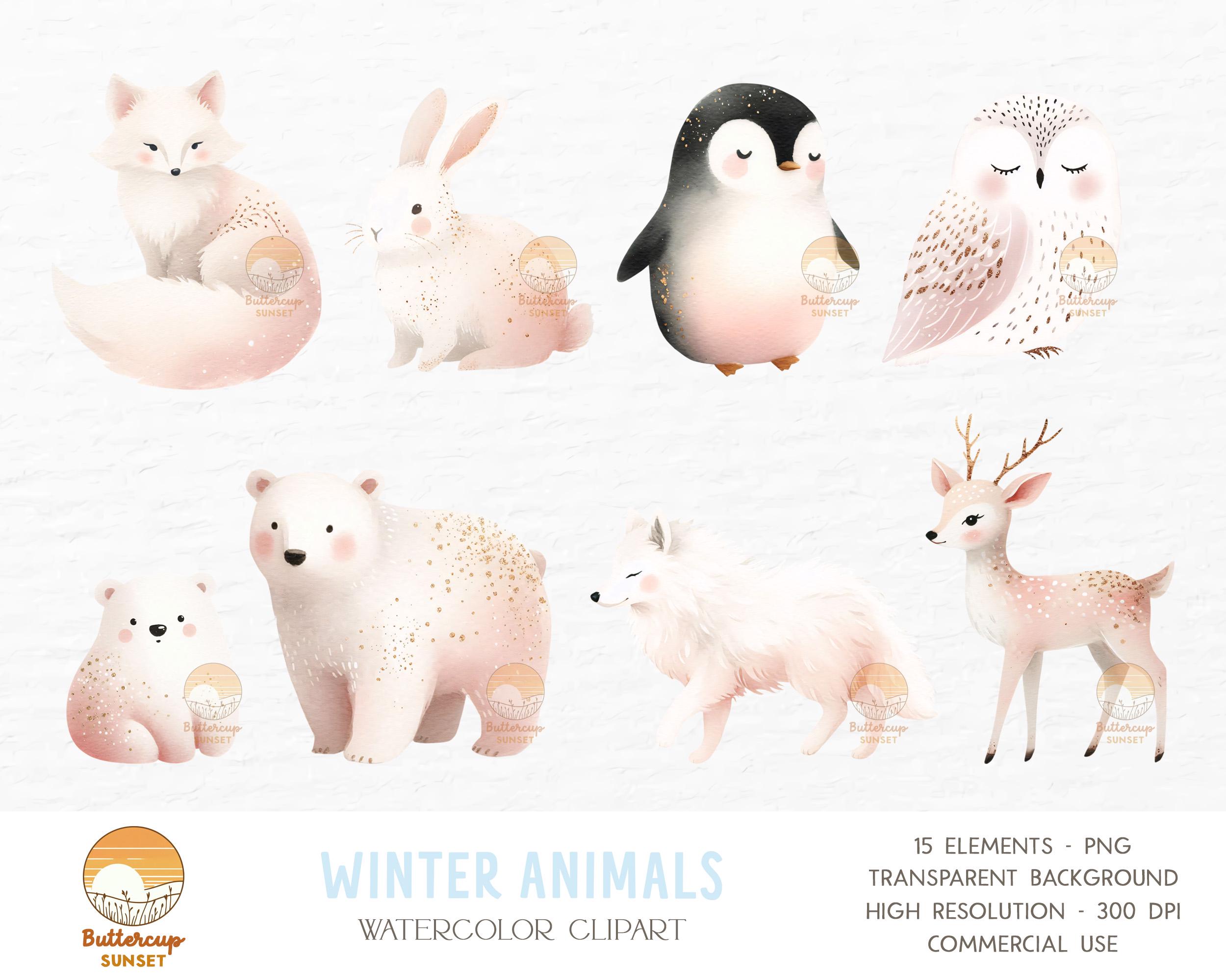 Winter Animals Clipart: Snowy Pine Tree Forest Winter Wonderland ...