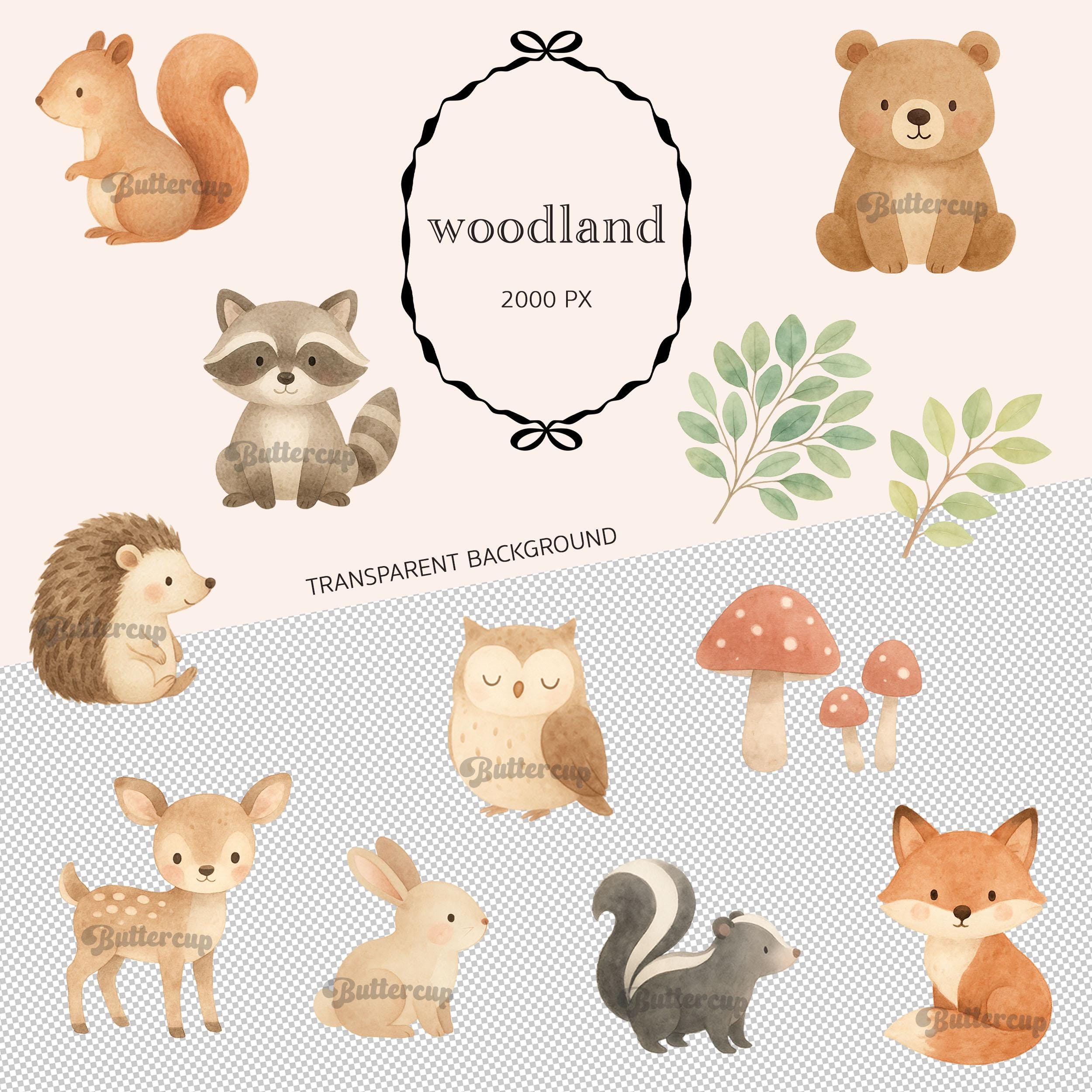 Woodland Animals Clipart: Boho Forest Wild Animals Deer Fox Bear Owl ...
