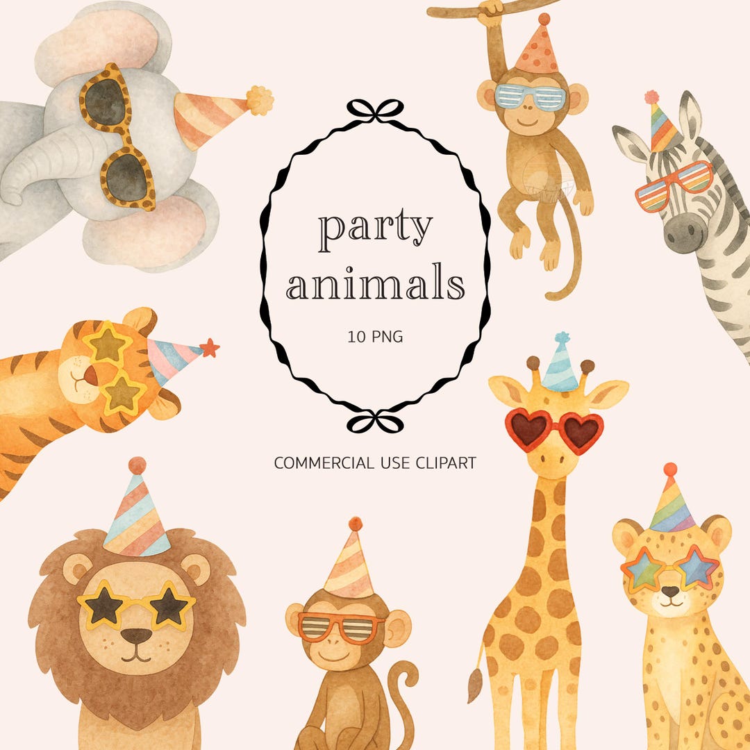 Safari Wild Animals Clipart: Wildlife Jungle Calling All Party Animals ...