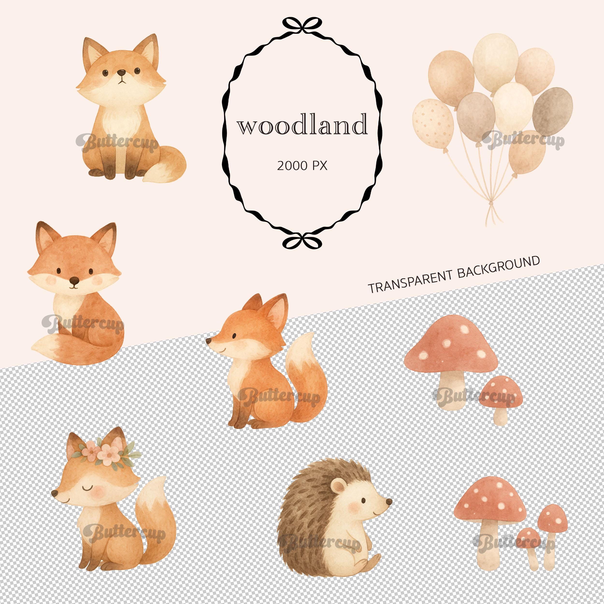 Woodland Animals Clipart: Boho Wild Animal Woodland Deer Fox Bear Owl ...