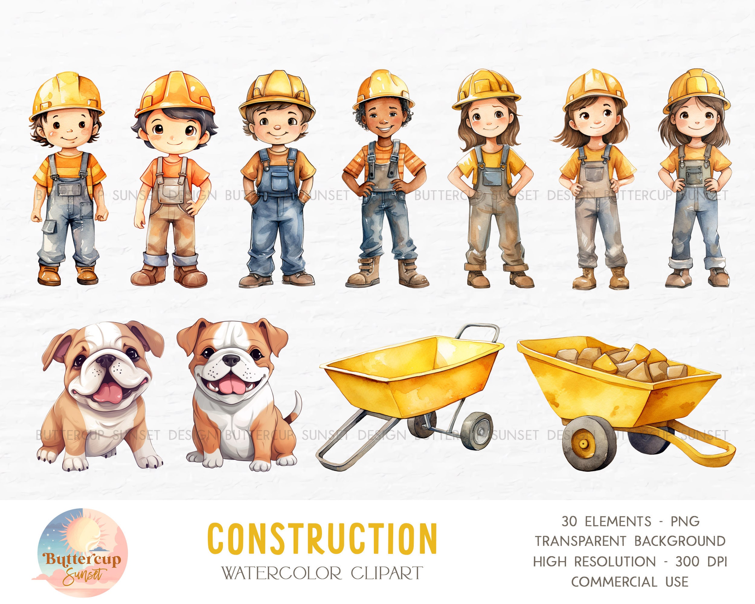 30 Construction Watercolor Clipart PNG Construction Site - Etsy