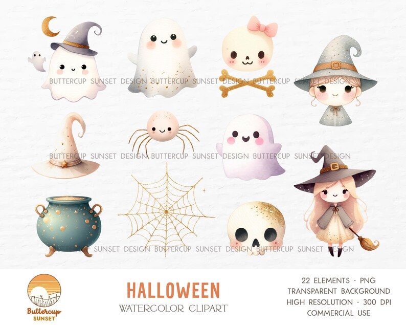 Spooky Halloween Clipart: Pumpkin Ghost Candy Corn Witch Halloween ...