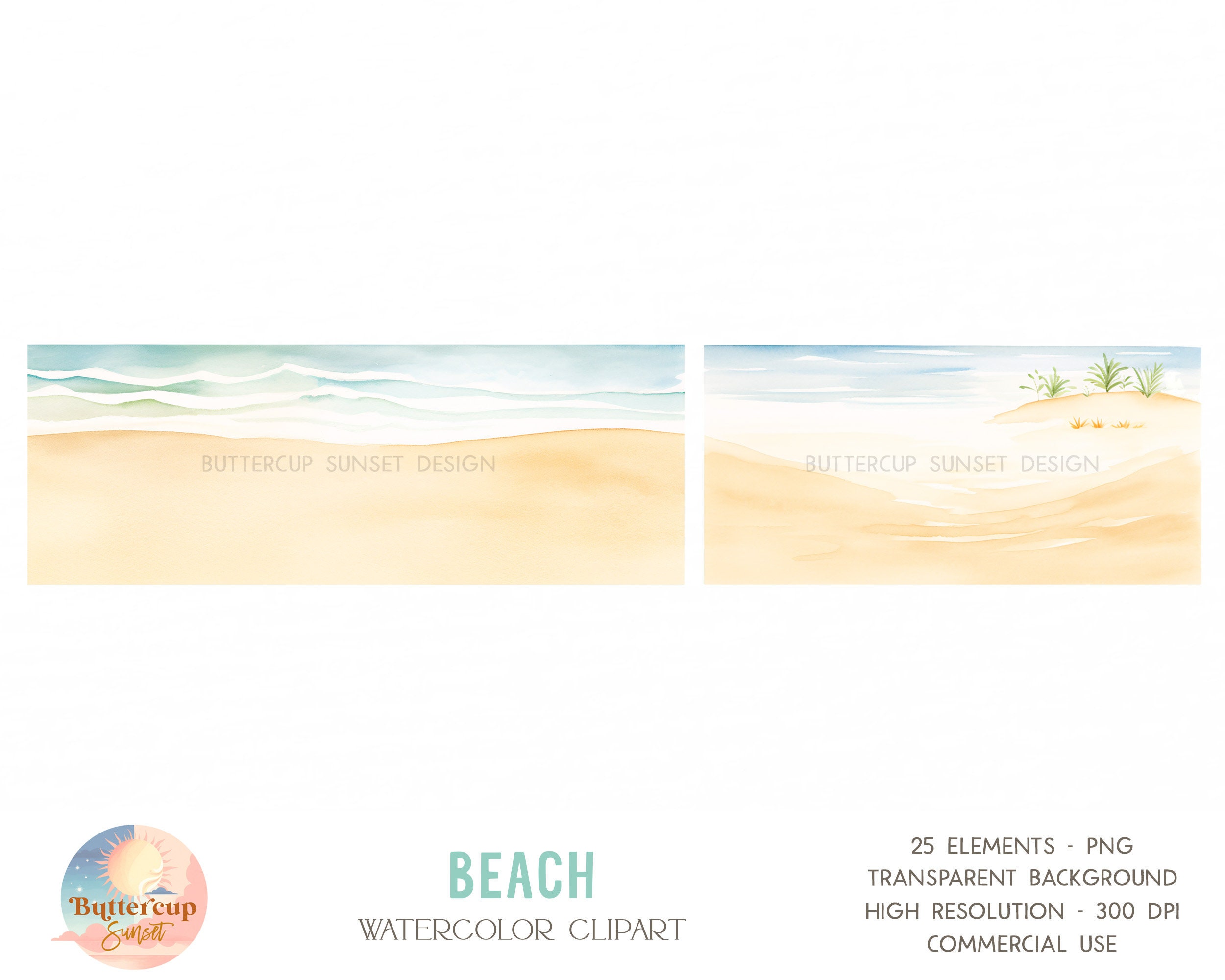 25 Retro Surfing Beach Watercolor Clipart PNG Digital Download - Etsy