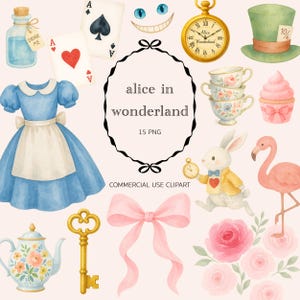 Alice in Wonderland Clipart: Alice Birthday Mad Tea Party (PNG Digital ...