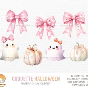 15 Coquette Halloween Watercolor Clipart PNG Digital Download | Cute ...