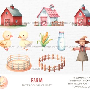 35 Farm Animals Watercolor Clipart PNG Digital Download | Barnyard ...
