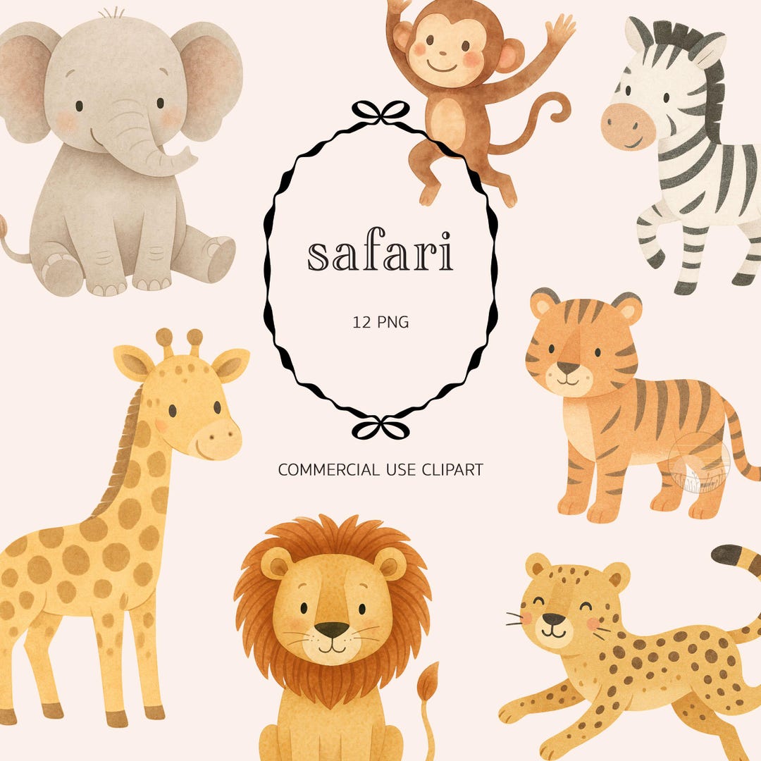 Safari Jungle Clipart: Wild Animals Call All Party Animals (PNG Digital ...