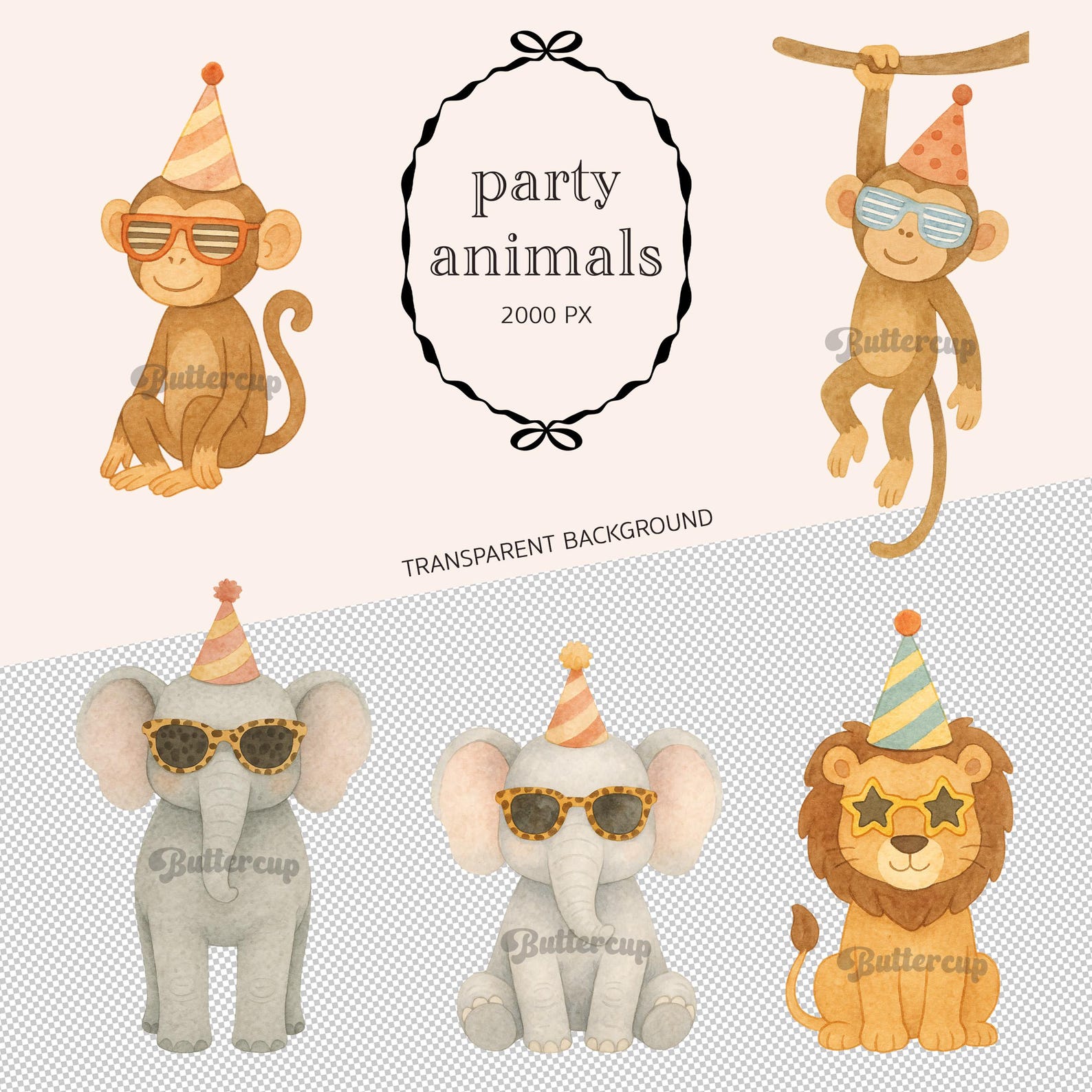 Safari Wild Animals Clipart: Wildlife Jungle Calling All Party Animals ...