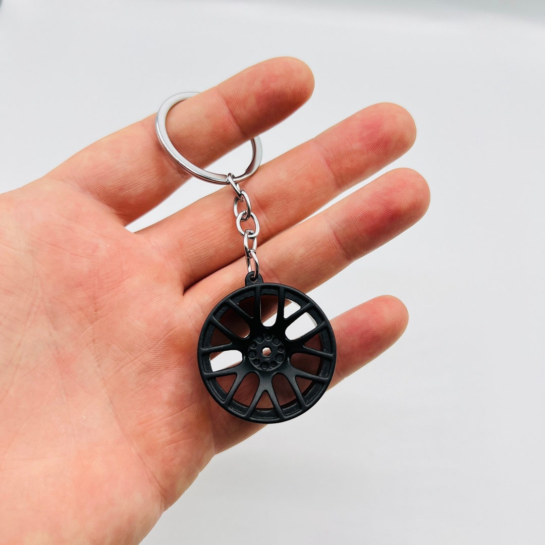 Black Alloy Wheel Keychain, Stainless Steel Car Rim Keyring, Car Part ...