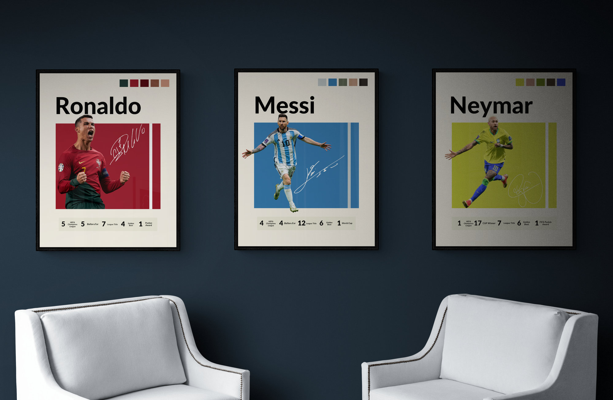 Ronaldo, Messi, Neymar, Poster, Barcelona Poster, Soccer Gift, Sports ...