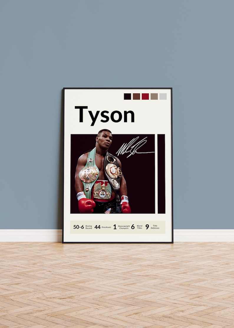 Mike Tyson Poster, Boxing, Boxing Poster, Sports Poster, Mid Century ...