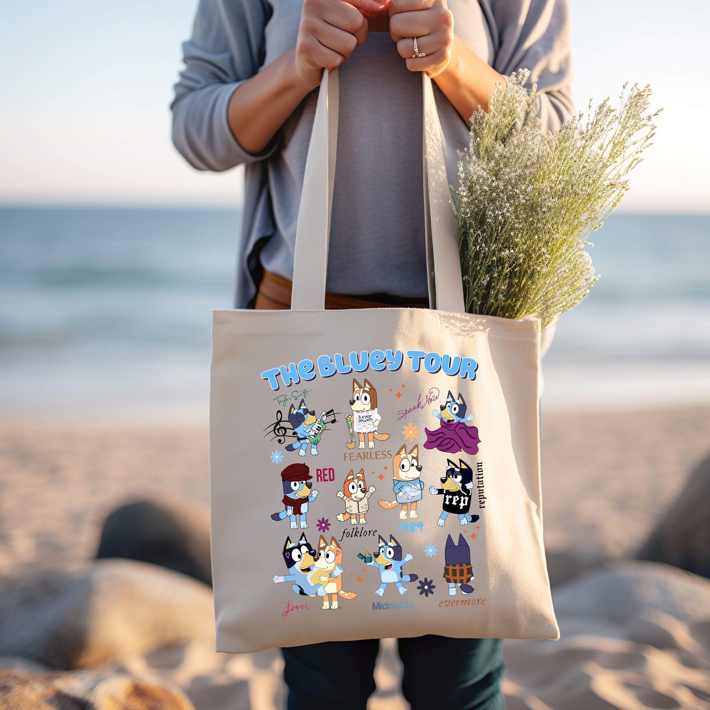 Bluey Eras Tour Tote Bag, Bluey Swiftie Tote, Bluey Cartoon Tote, Bluey ...