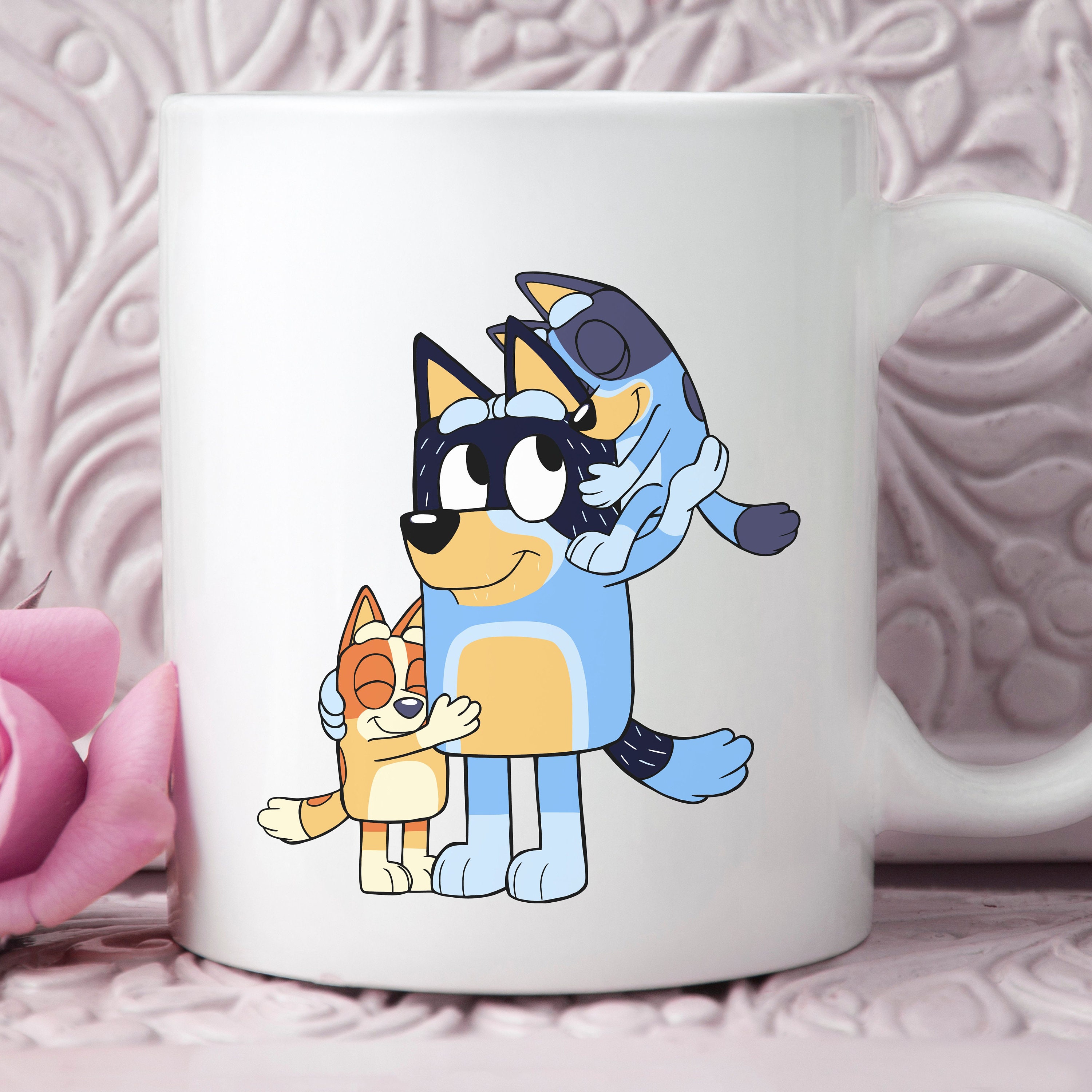 Bluey Chilli Family Coffee Mug, Bluey Chilli Cool Mug, Blue Coffee Cup ...