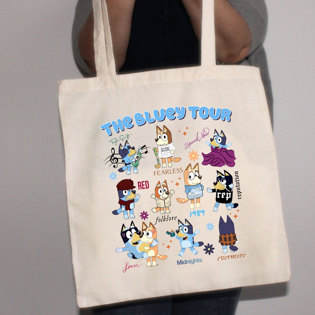 Bluey Eras Tour Tote Bag, Bluey Swiftie Tote, Bluey Cartoon Tote, Bluey ...