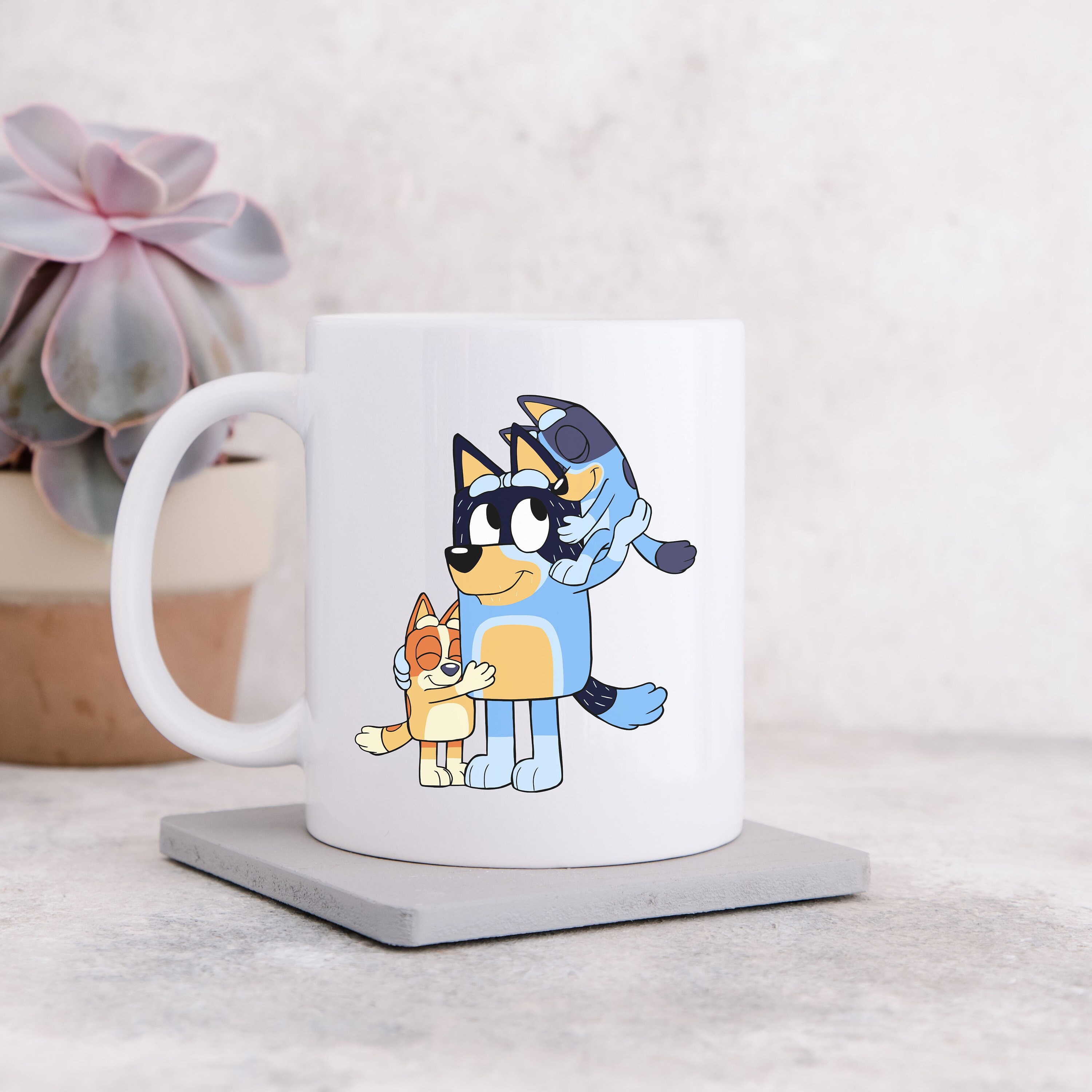 Bluey Chilli Family Coffee Mug, Bluey Chilli Cool Mug, Blue Coffee Cup ...