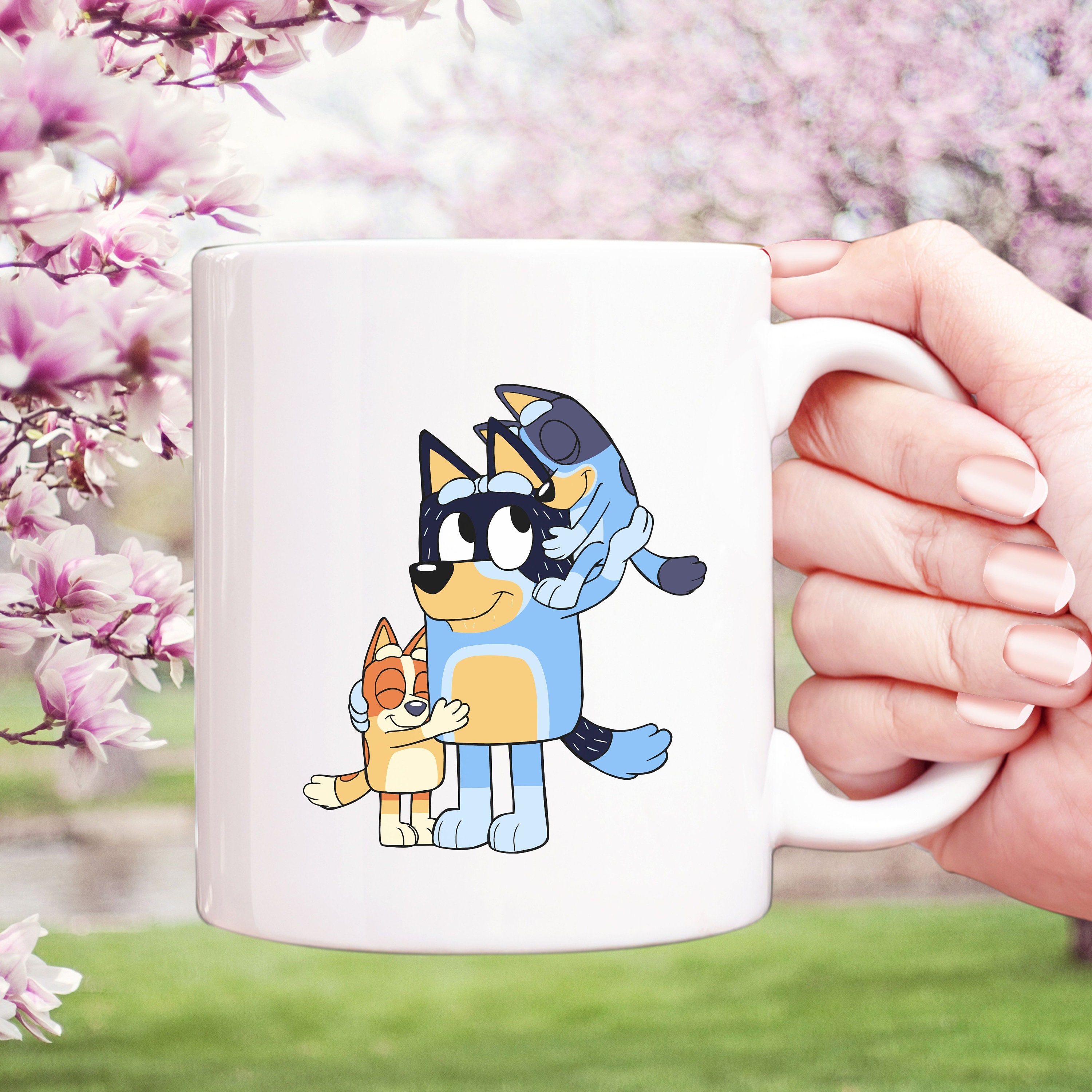 Bluey Chilli Family Coffee Mug, Bluey Chilli Cool Mug, Blue Coffee Cup ...