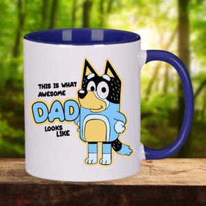 Bluey Chilli Cool Dad Mug,bandit Dad Coffee Cup, Chilli Heeler Mug ...