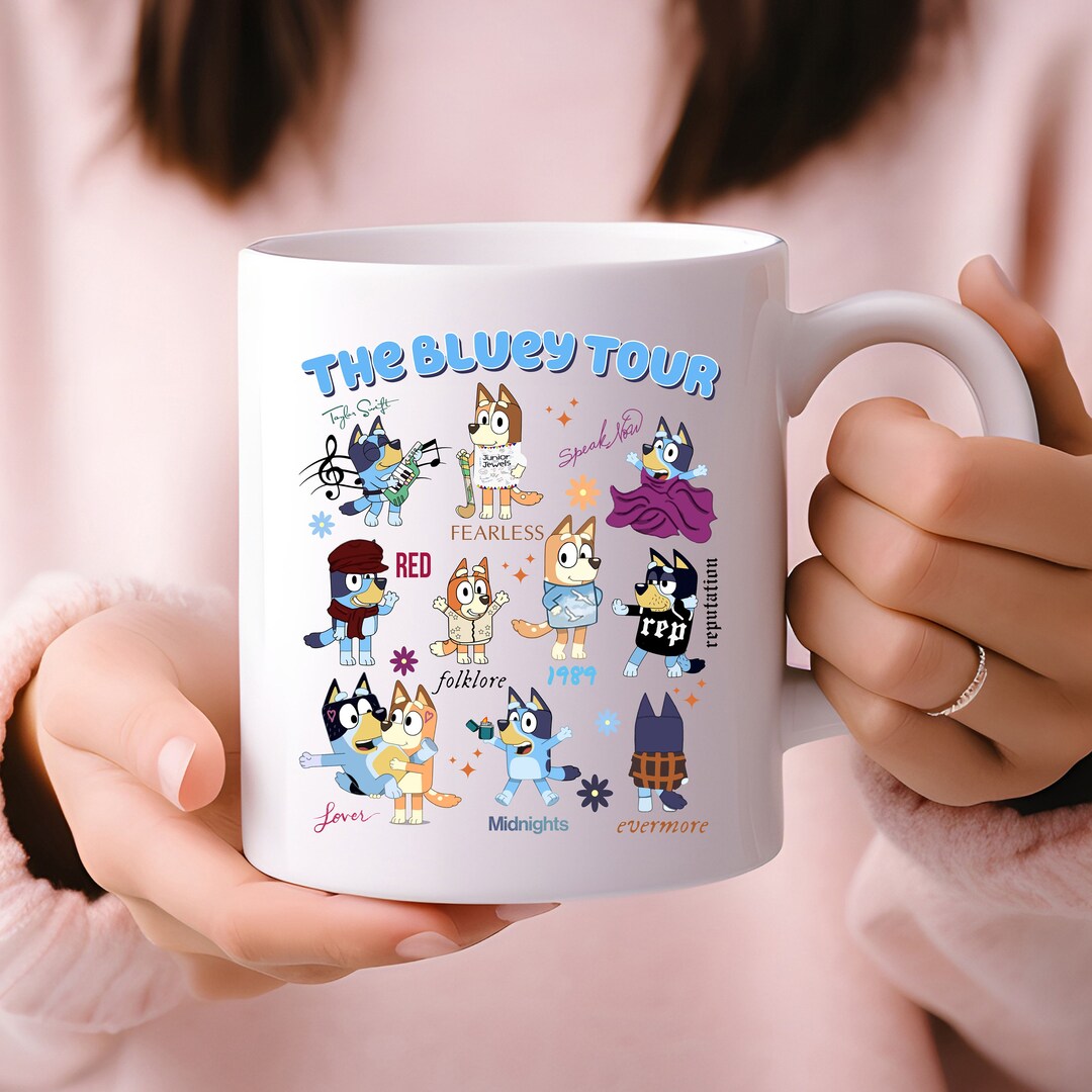 Bluey Eras Tour Coffee Mug, Bluey Swiftie Cup, Bluey Cartoon Mug, Bluey ...