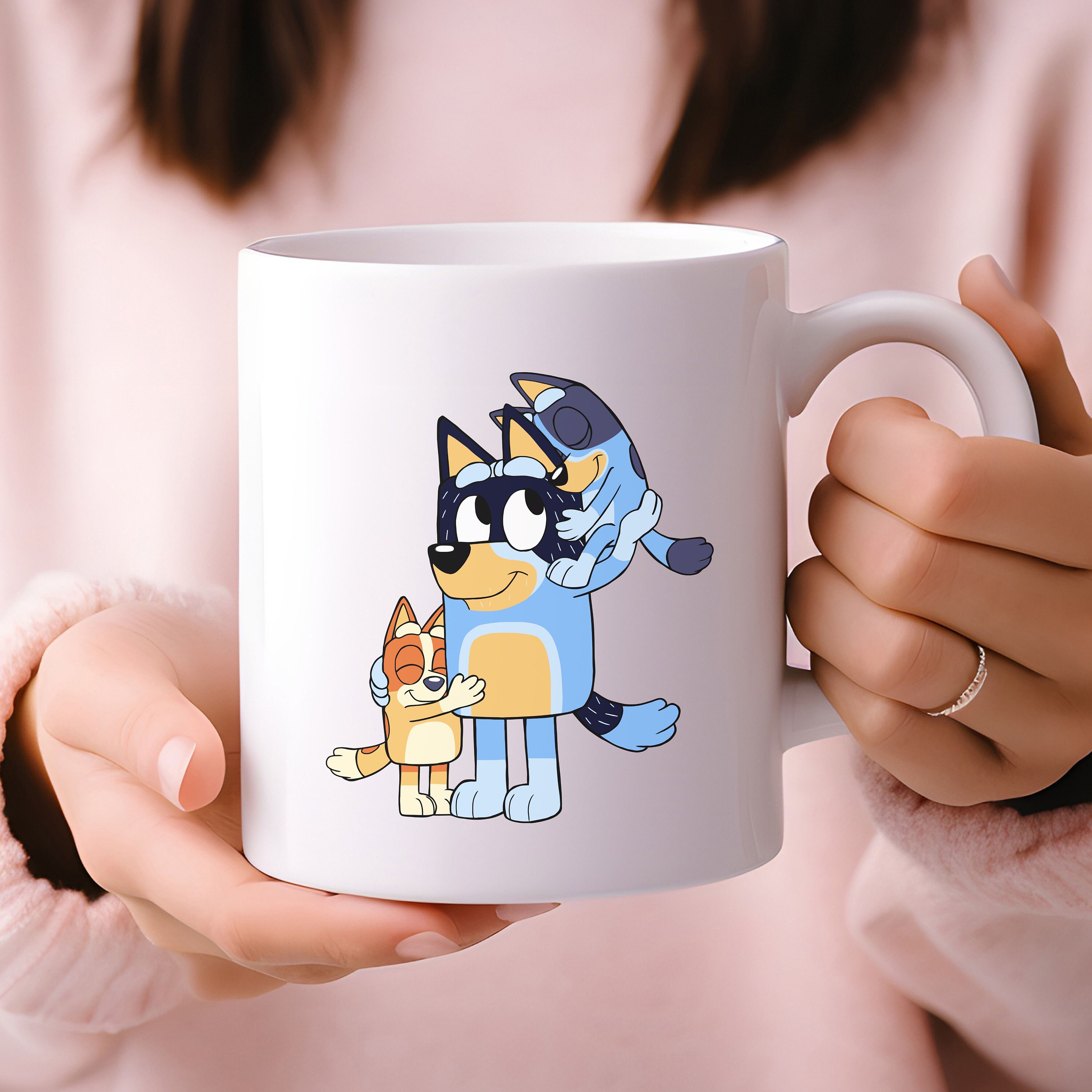 Bluey Chilli Family Coffee Mug, Bluey Chilli Cool Mug, Blue Coffee Cup ...