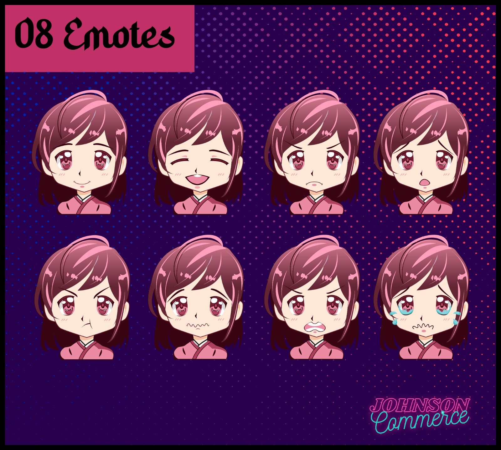 Pink Girl Emotes for Twitch and Discord, Cute Girl Emotes for Twitch ...