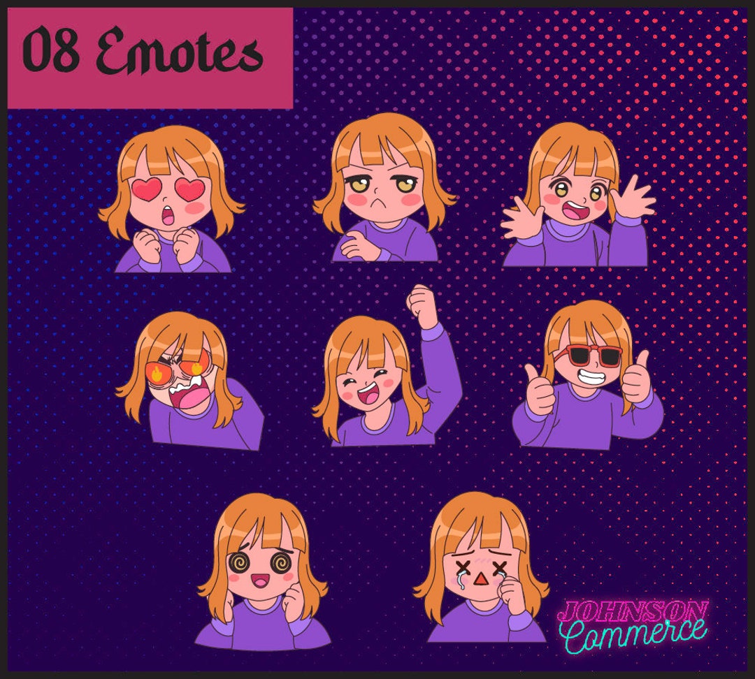 Purple Cloth Girl Emotes for Twitch and Discord, Girl Emotes for Twitch ...