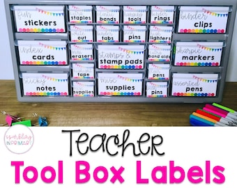EDITABLE Colorful Teacher Toolbox Labels - Etsy