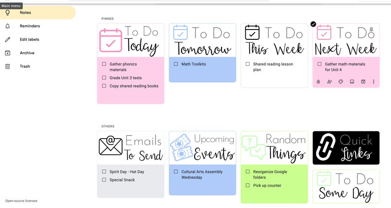 Google Keep Headers | Teacher Organization for Teachers - Etsy