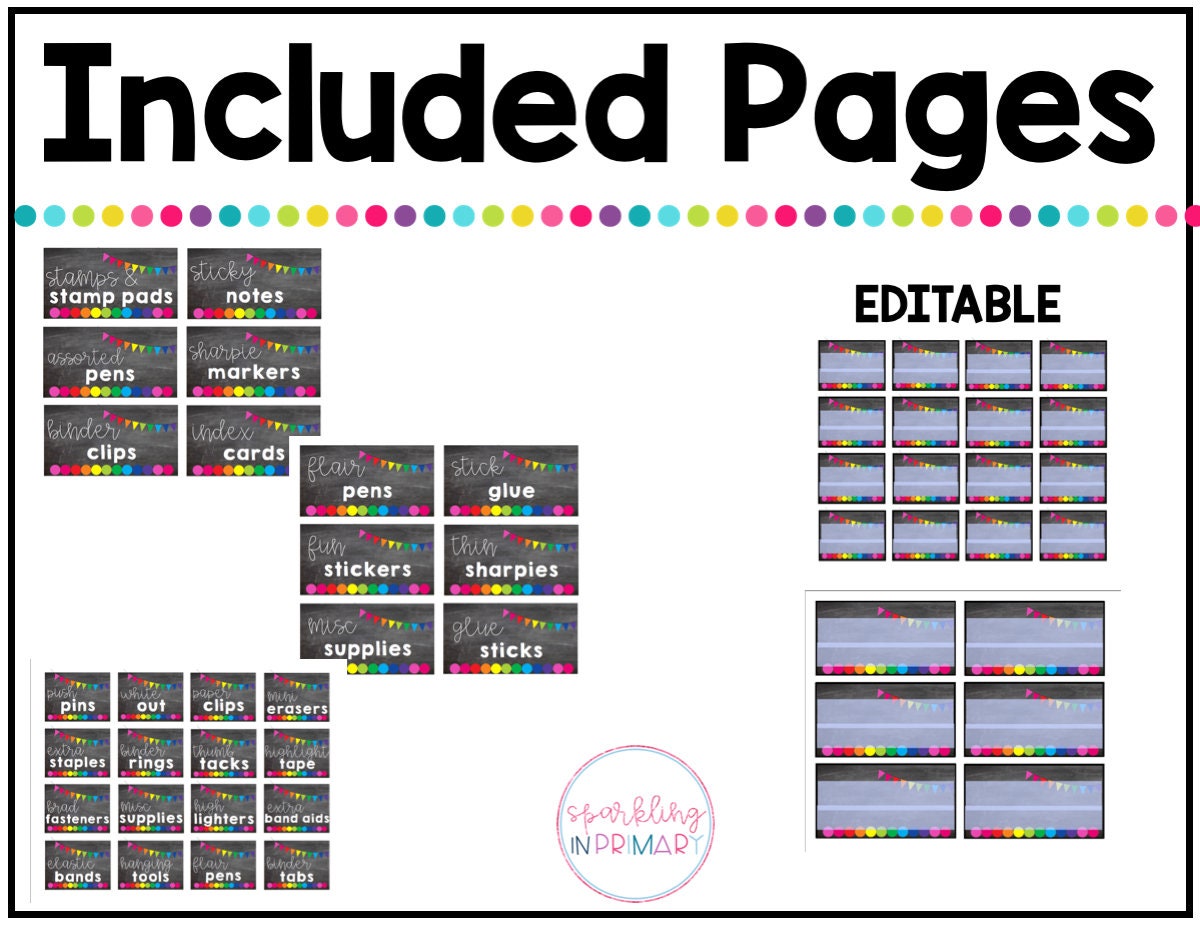 Chalkboard Bright Teacher Toolbox Editable Labels | Teacher Toolbox ...