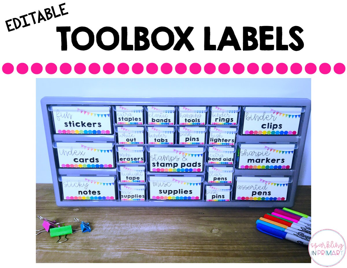 Bright Teacher Toolbox Editable Labels | Teacher Toolbox Labels ...