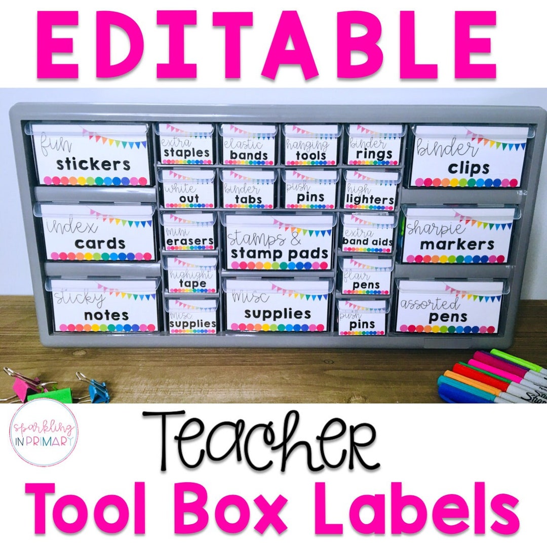 Bright Teacher Toolbox Editable Labels | Teacher Toolbox Labels ...