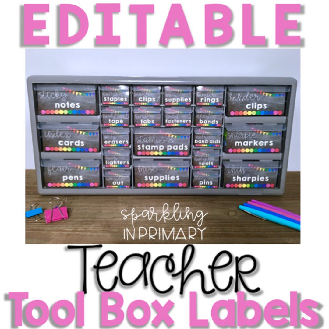 Chalkboard Bright Teacher Toolbox Editable Labels | Teacher Toolbox ...