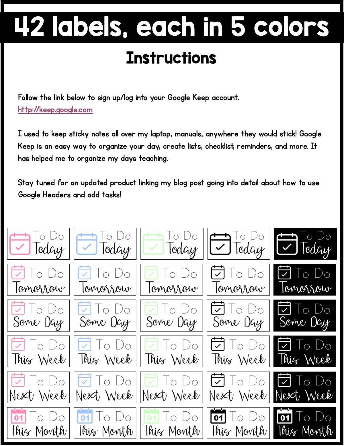 Google Keep Headers | Teacher Organization for Teachers - Etsy
