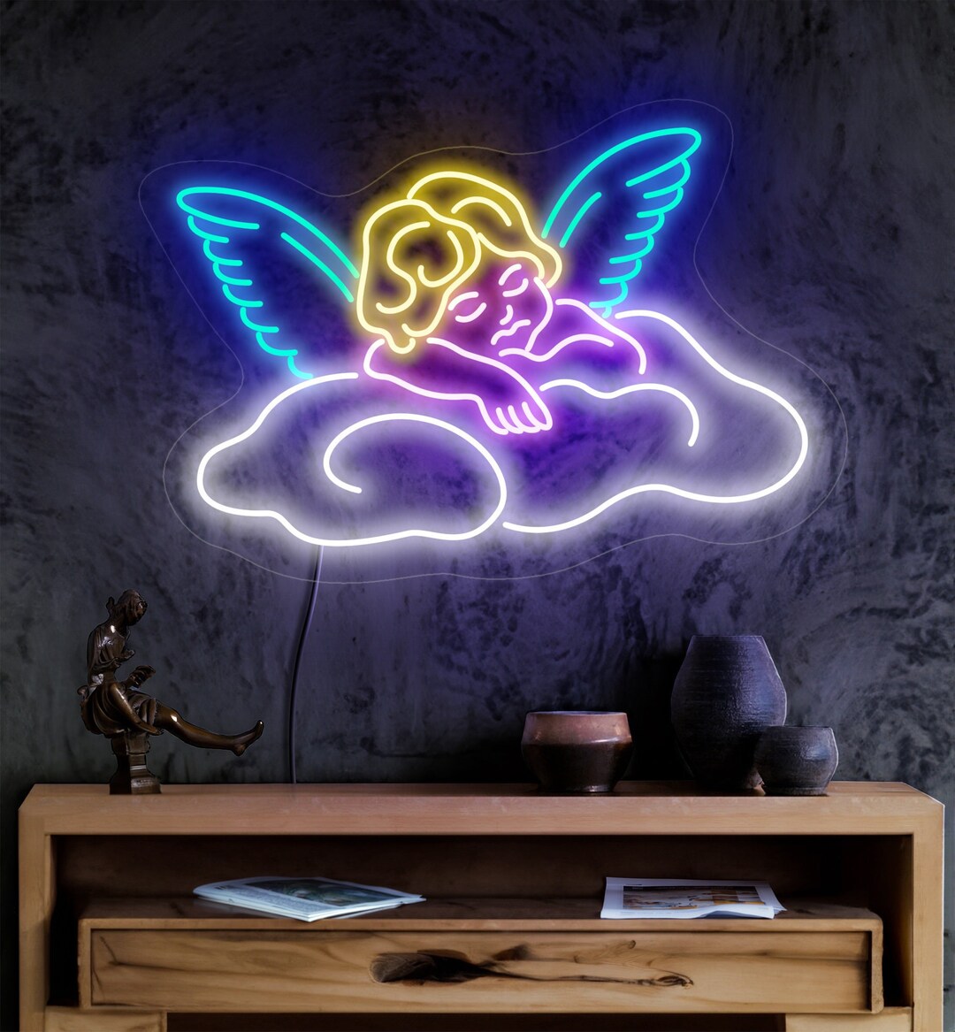 Sleeping Angel Neon Sign Angel Neon Light Angel Led Sign - Etsy