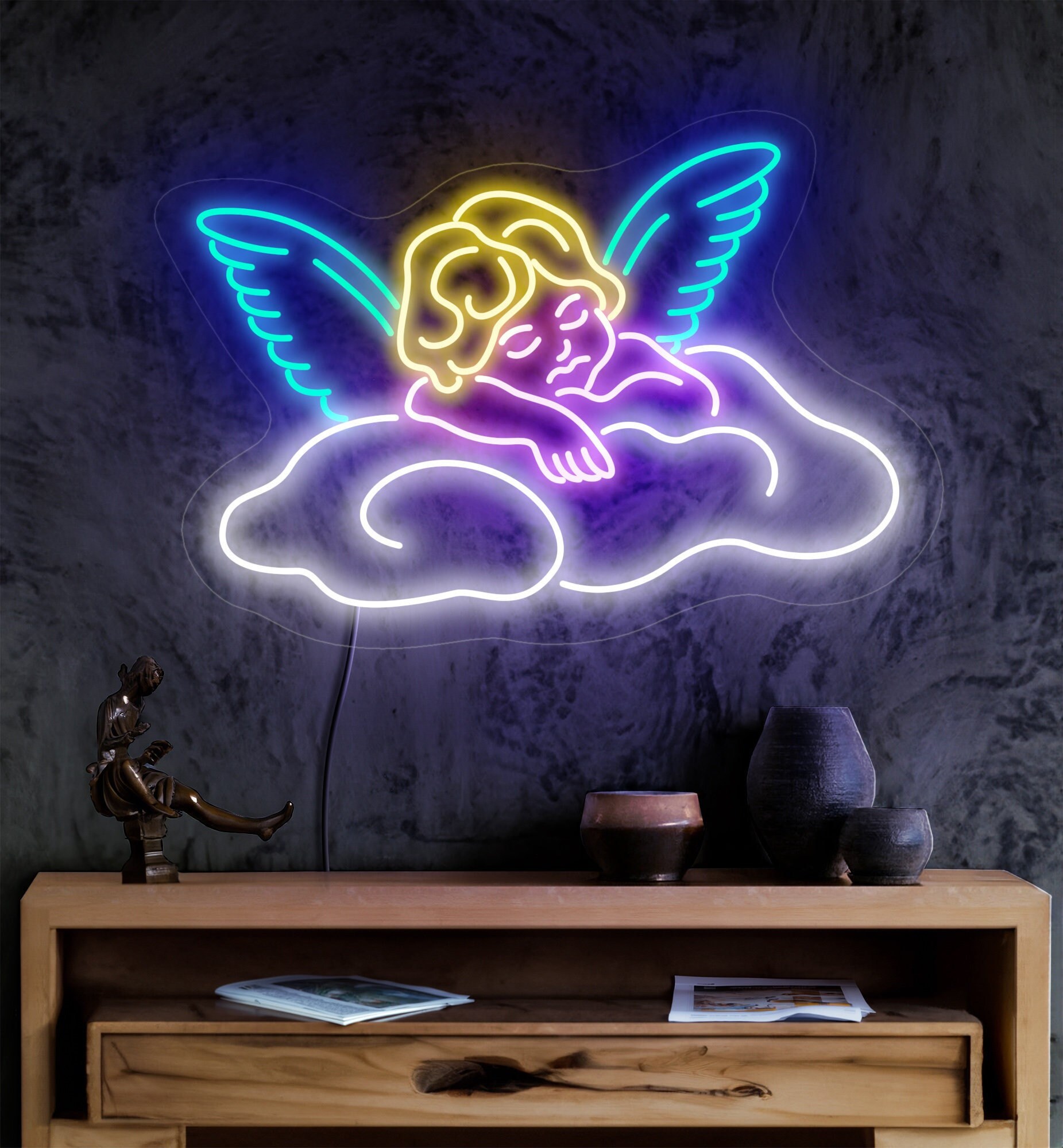 Sleeping Angel Neon Sign Angel Neon Light Angel Led Sign - Etsy