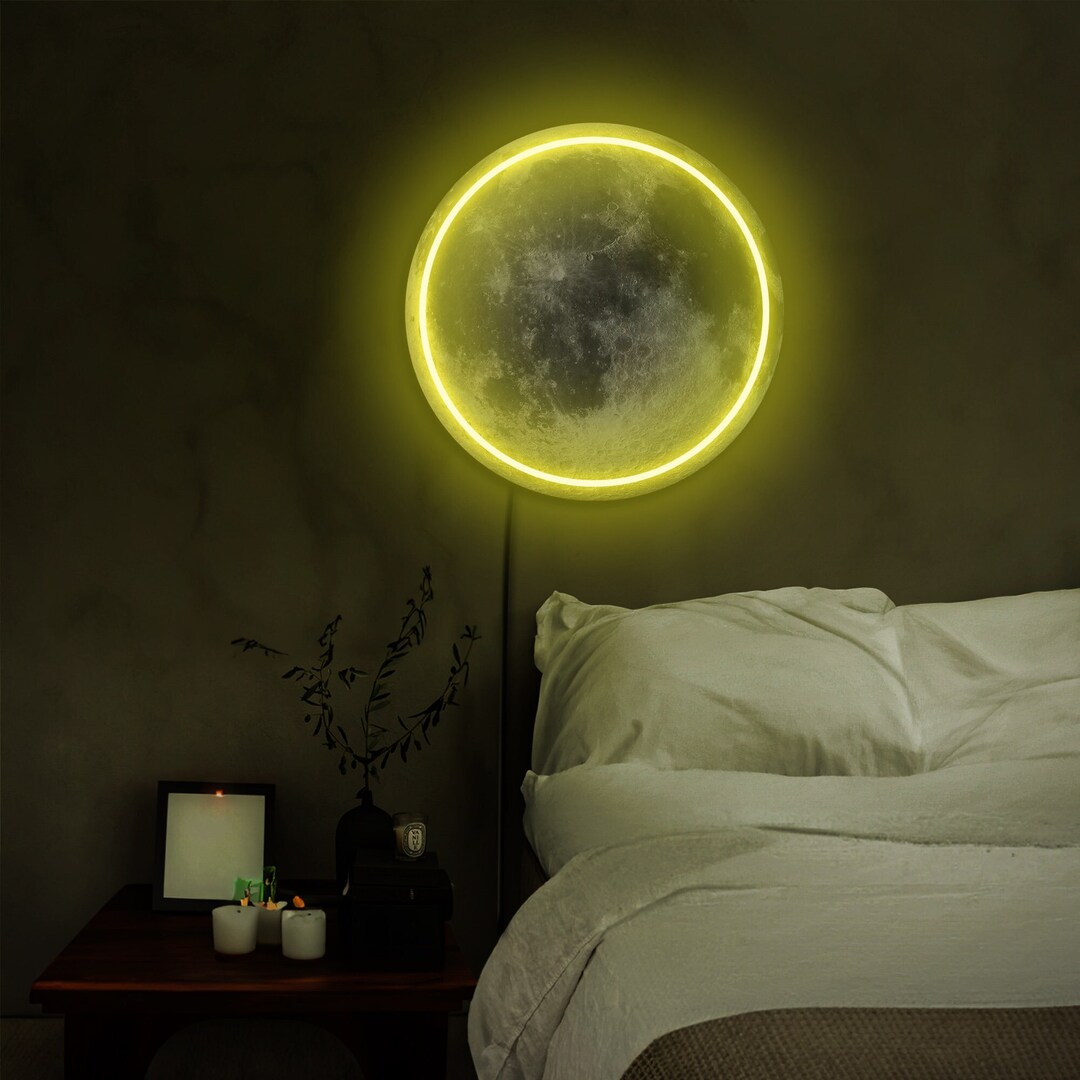 Moon Neon Sign, Full Moon Light Sign, Moon Night Lamp, Moon Led Sign ...