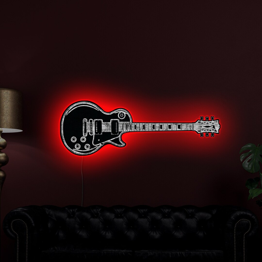 Electric Guitar Neon Sign Guitar Neon Sign Guitar Led Rock - Etsy