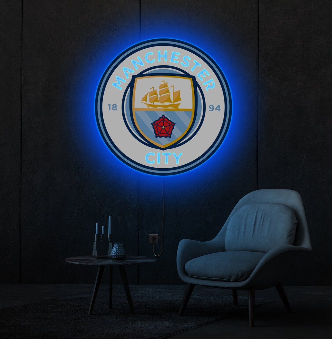 Manchester City Neon Sign Manchester City Logo Manchester - Etsy