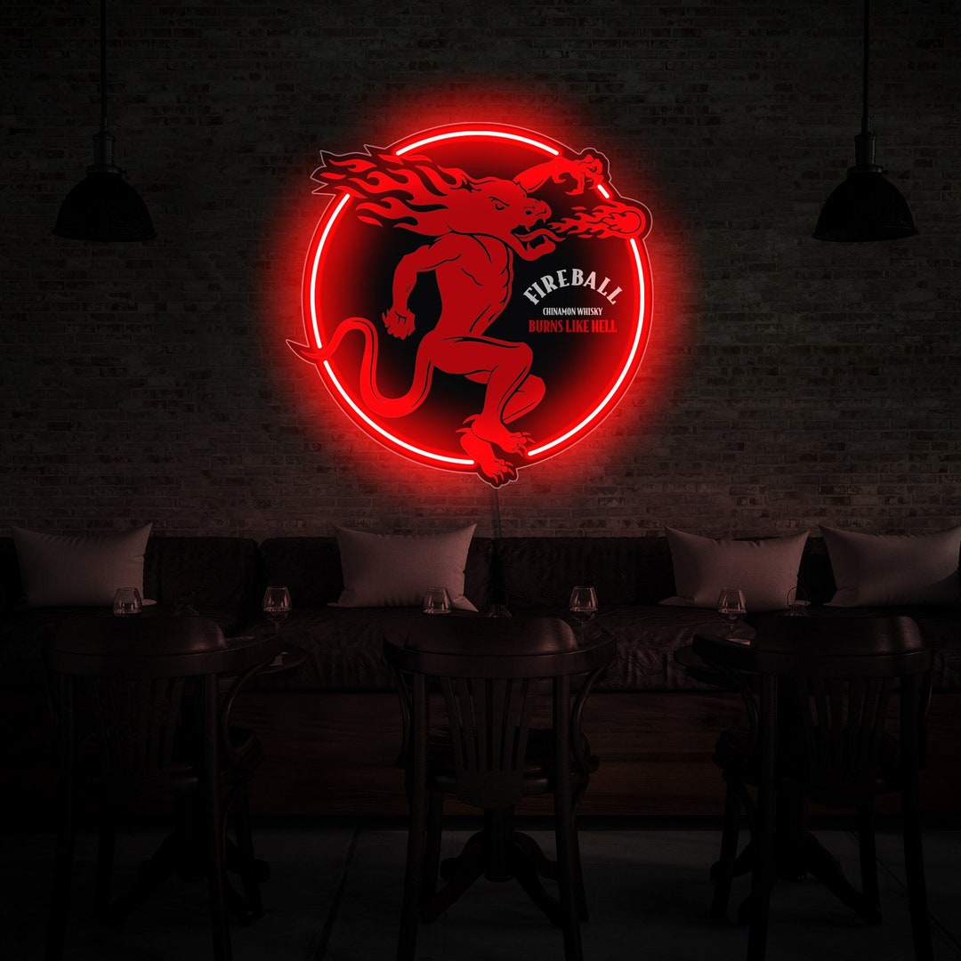 Fireball Whisky Sign, Fireball Neon Sign, Fireball Logo,fireball Led ...
